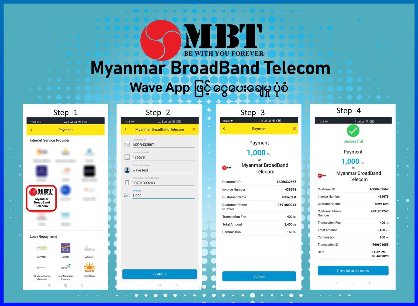 MBT'S INTERNET BILL - Myanmar Broadband Telecom Co.,Ltd.