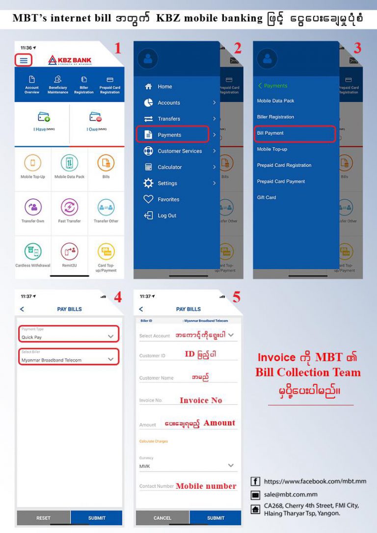 MBT'S INTERNET BILL - Myanmar Broadband Telecom Co.,Ltd.